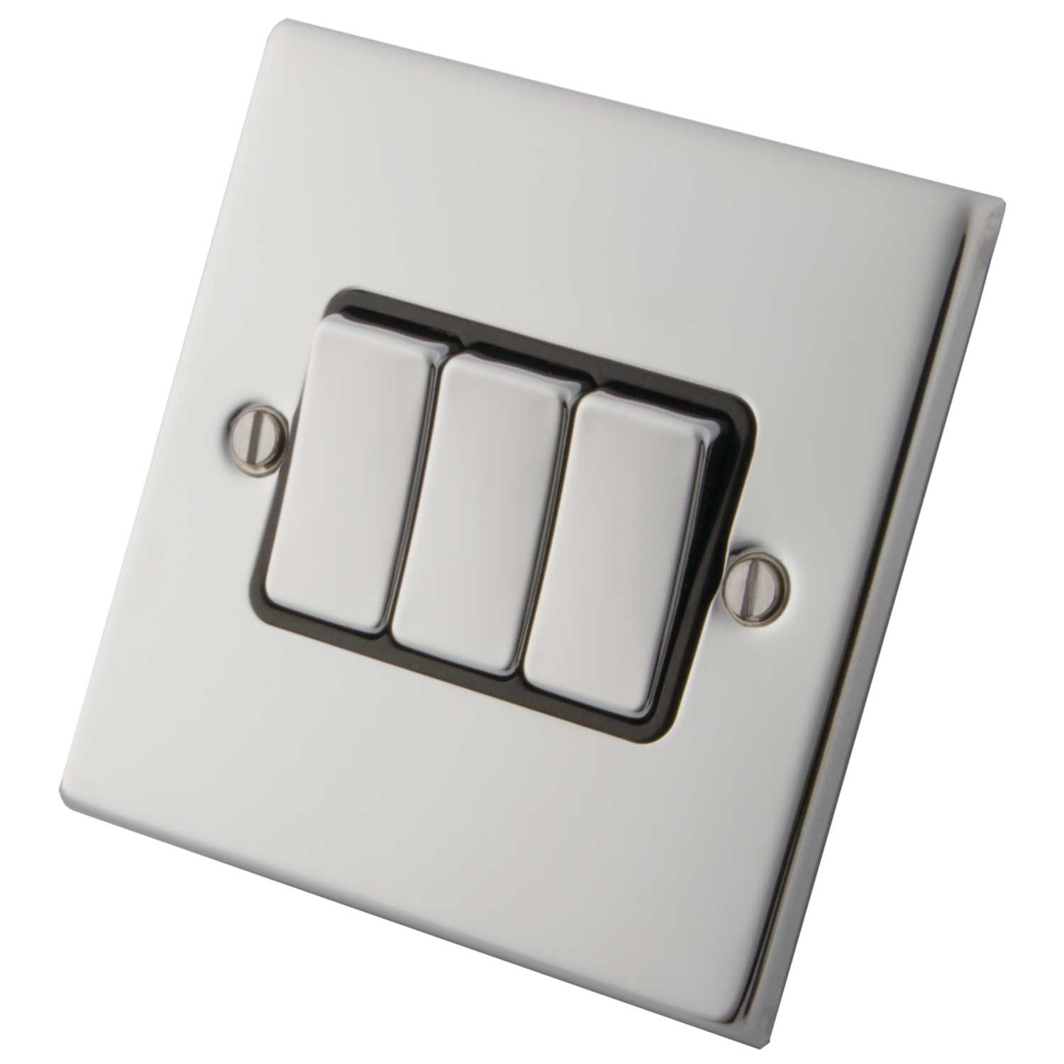 M2 Decorative 10A 3 Gang 2 Way Light Switch Metal / Black Insert ...