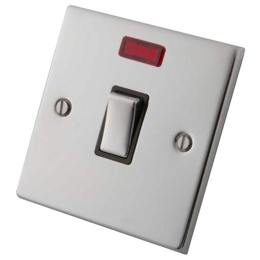 M2 Decorative 20A DP Switch with Neon Indicator Black Insert Polished ...