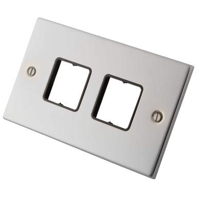 M2 Decorative 2 Gang 4 Module Front Plate Black Insert Polished ...