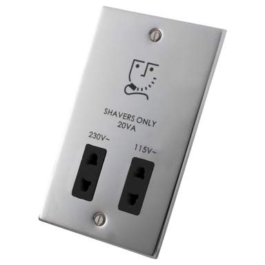 M2 Decorative Dual Voltage Shaver Socket Black Insert Polished ...