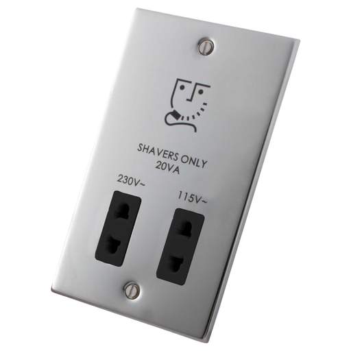 M2 Decorative Dual Voltage Shaver Socket Black Insert Polished ...
