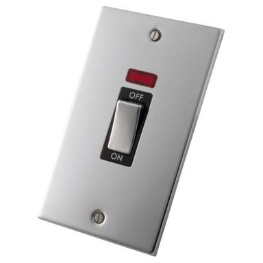 M2 Decorative 45A DP 2 Gang Vertical Switch With Neon Black Insert ...