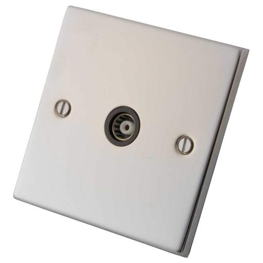 M2 Decorative 1 Gang Coaxial Socket Black Insert Polished Stainless ...