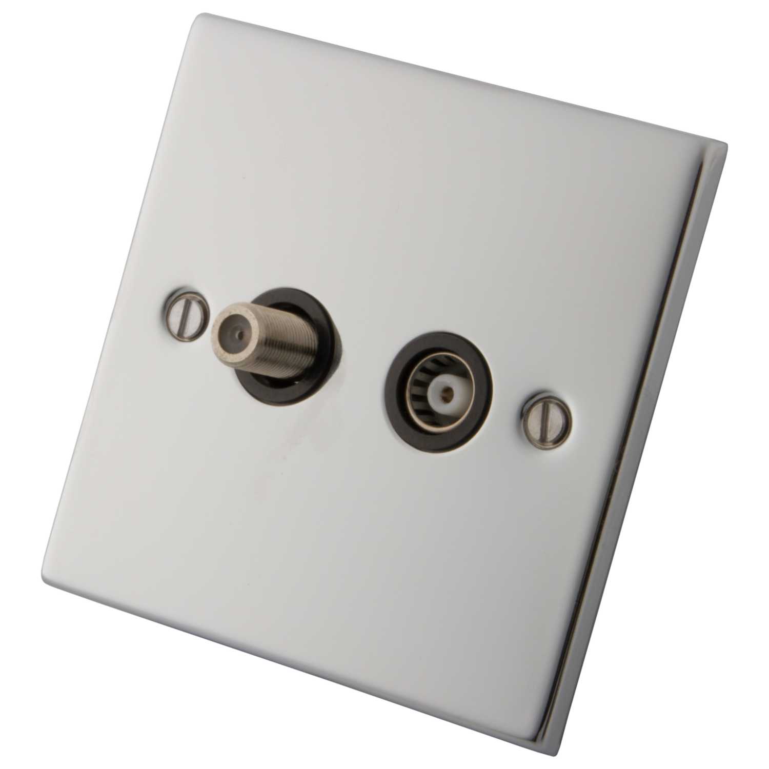 M2 Decorative 1 Gang Satellite and Coaxial Socket Black Insert Polished ...