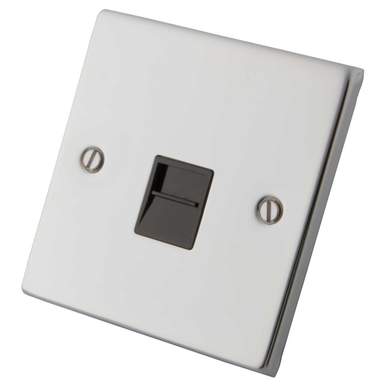 M2 Decorative 1 Gang Secondary Telephone Socket Black Insert Polished ...