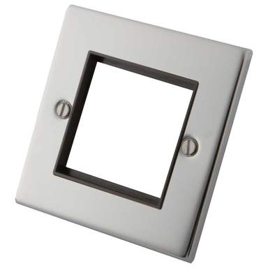 M2 Decorative 1 Gang 2 Euro Module Front Plate Black Insert Polished ...