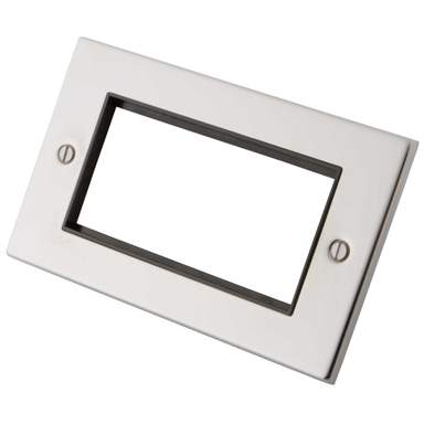 M2 Decorative 2 Gang 4 Euro Module Front Plate Black Insert Polished ...