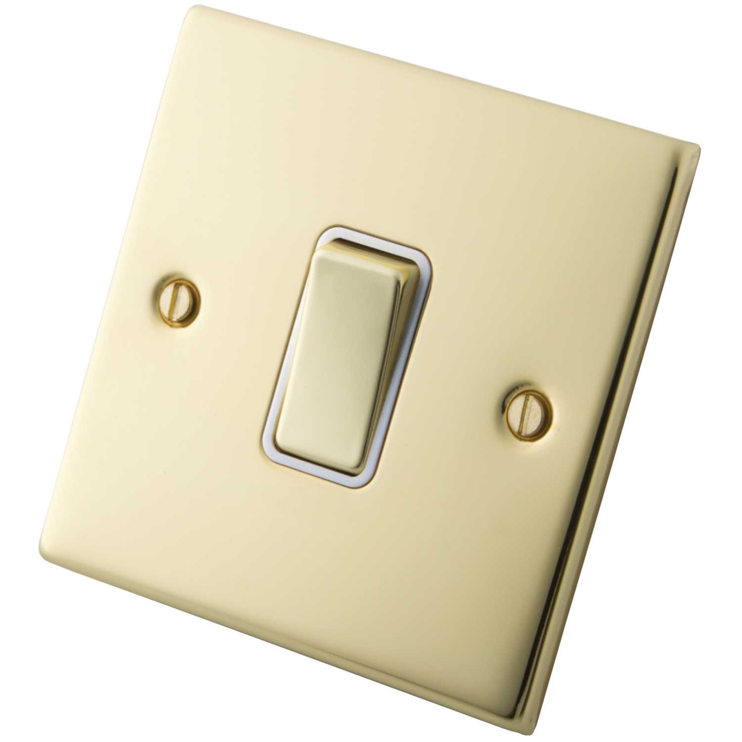 M2 Decorative 10A 1 Gang 2 Way Light Switch White Insert Polished Brass ...