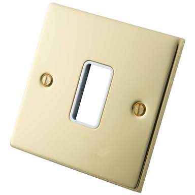 M2 Decorative 1 Gang 1 Module Front Plate White Insert Polished Brass ...