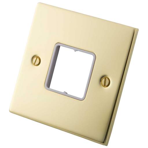 M2 Decorative 1 Gang 2 Module Front Plate White Insert Polished Brass ...