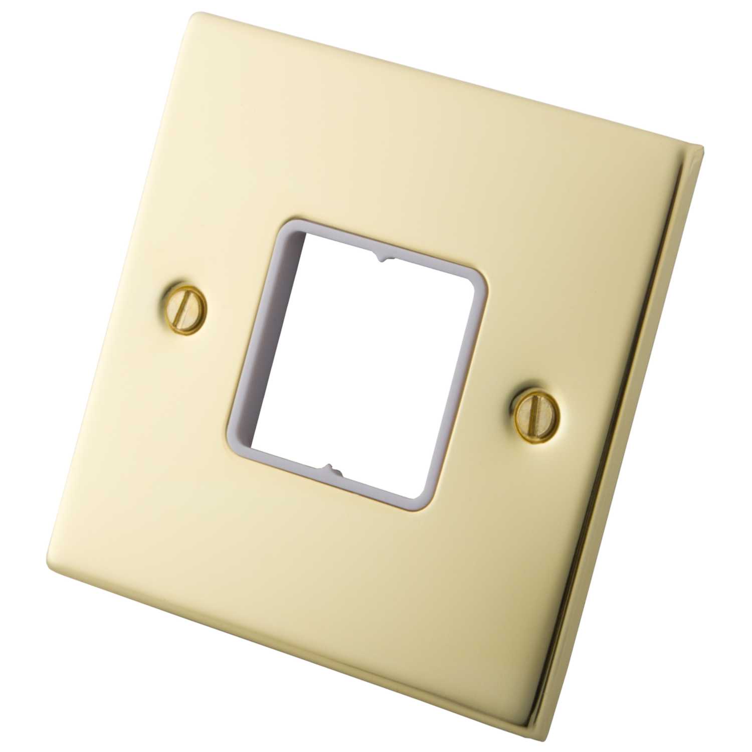 M2 Decorative 1 Gang 2 Module Front Plate White Insert Polished Brass ...