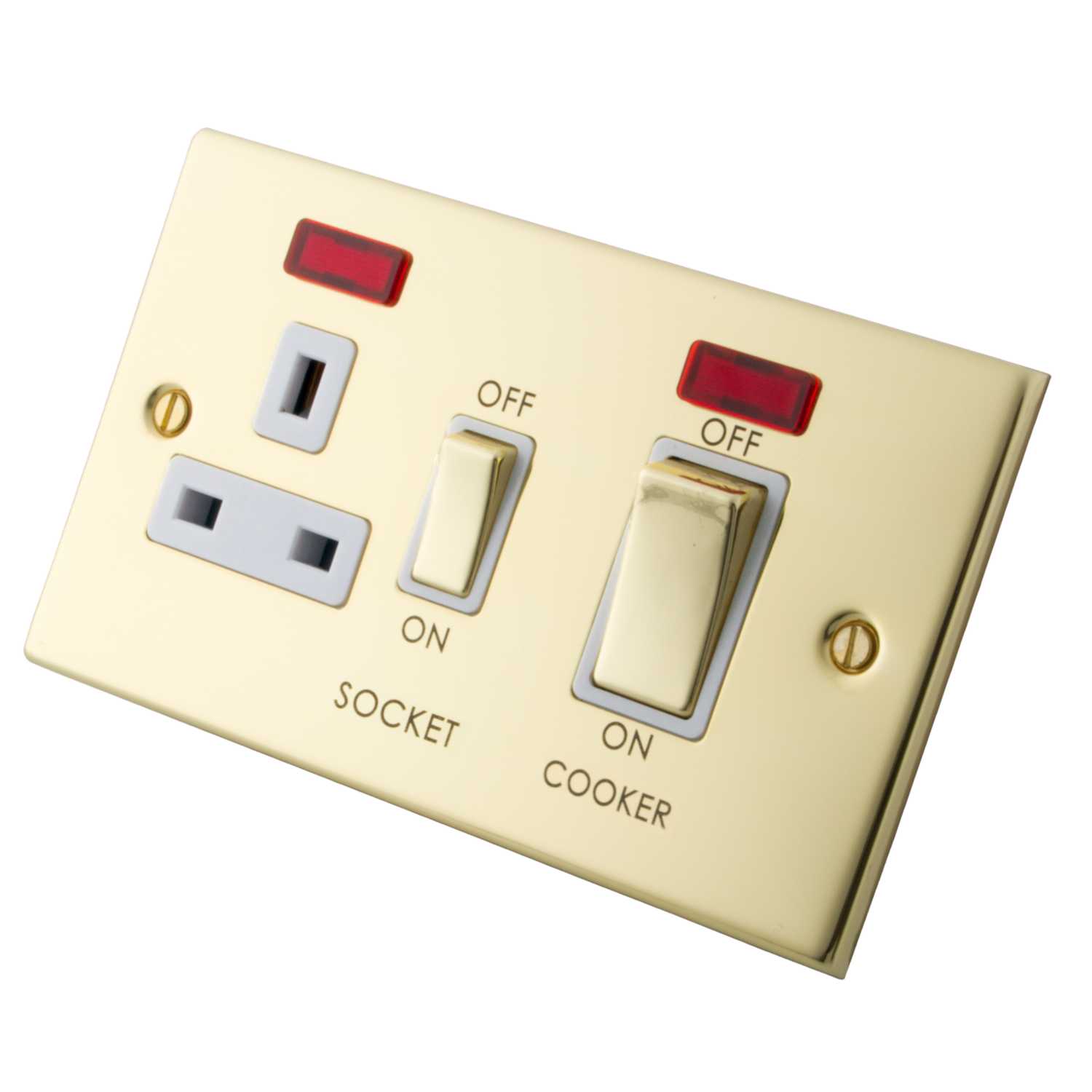 M2 Decorative 45A Cooker Control Unit With Neon Indicator White Insert ...