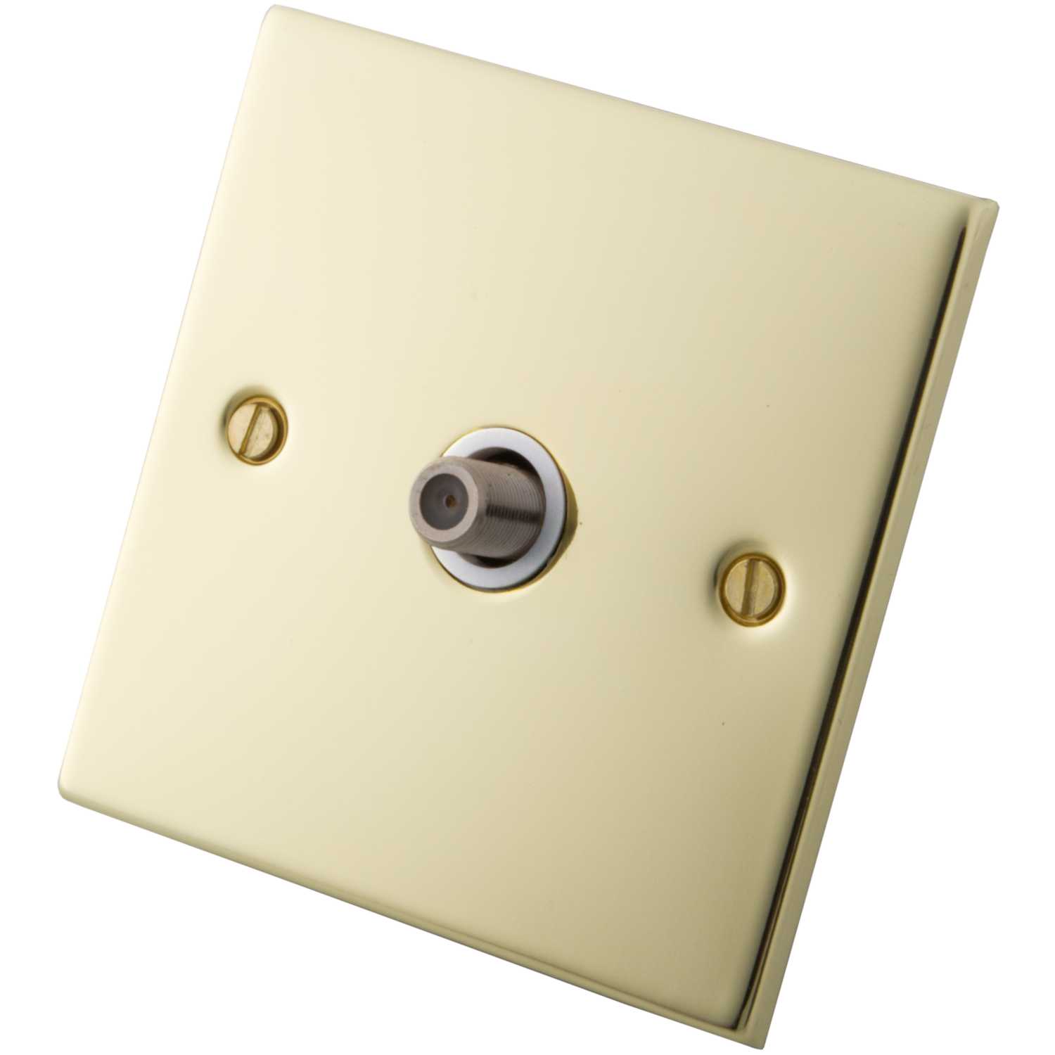 M2 Decorative 1 Gang Satellite Socket White Insert Polished Brass (6051 ...