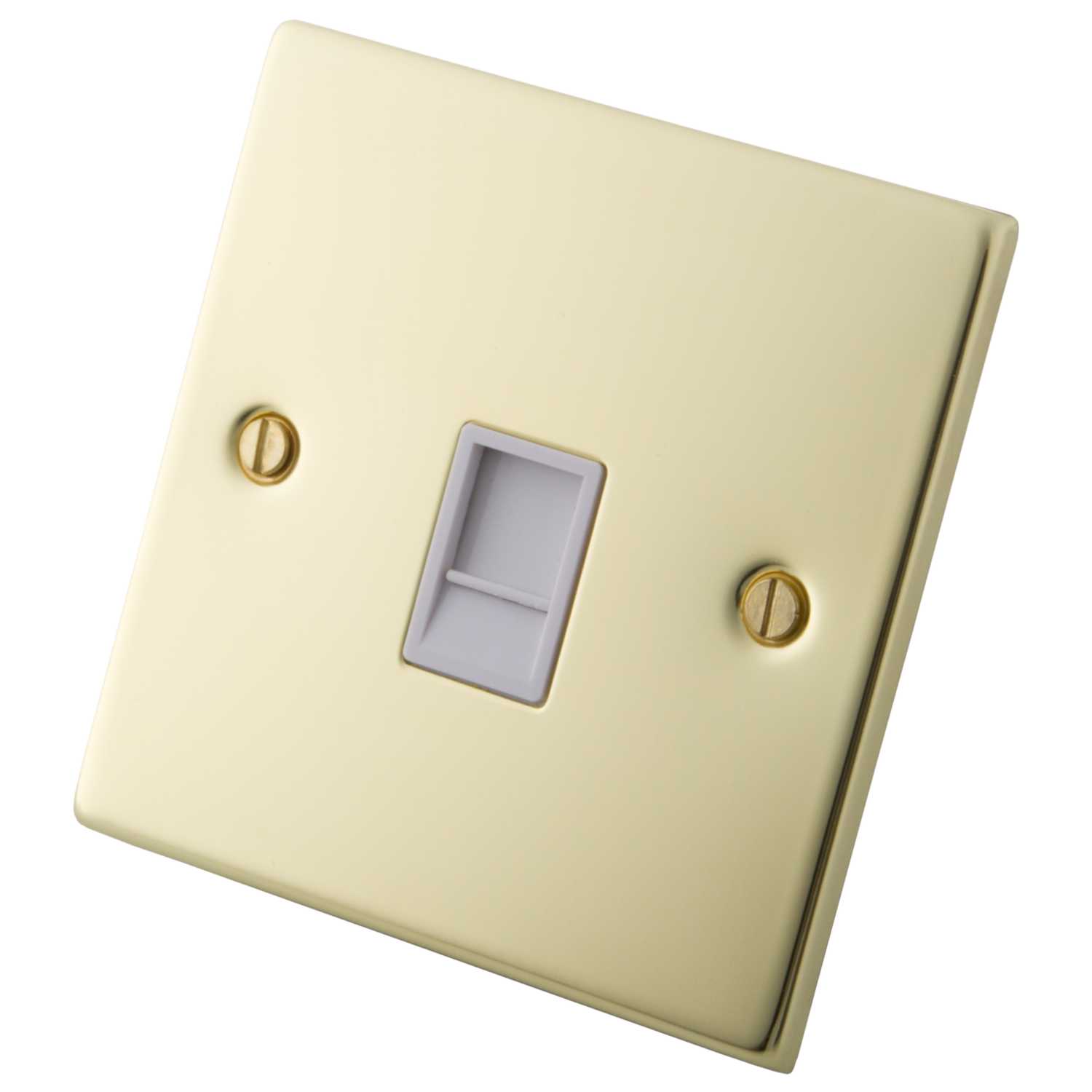 M2 Decorative 1 Gang Cat 5E Data Outlet White Insert Polished Brass ...