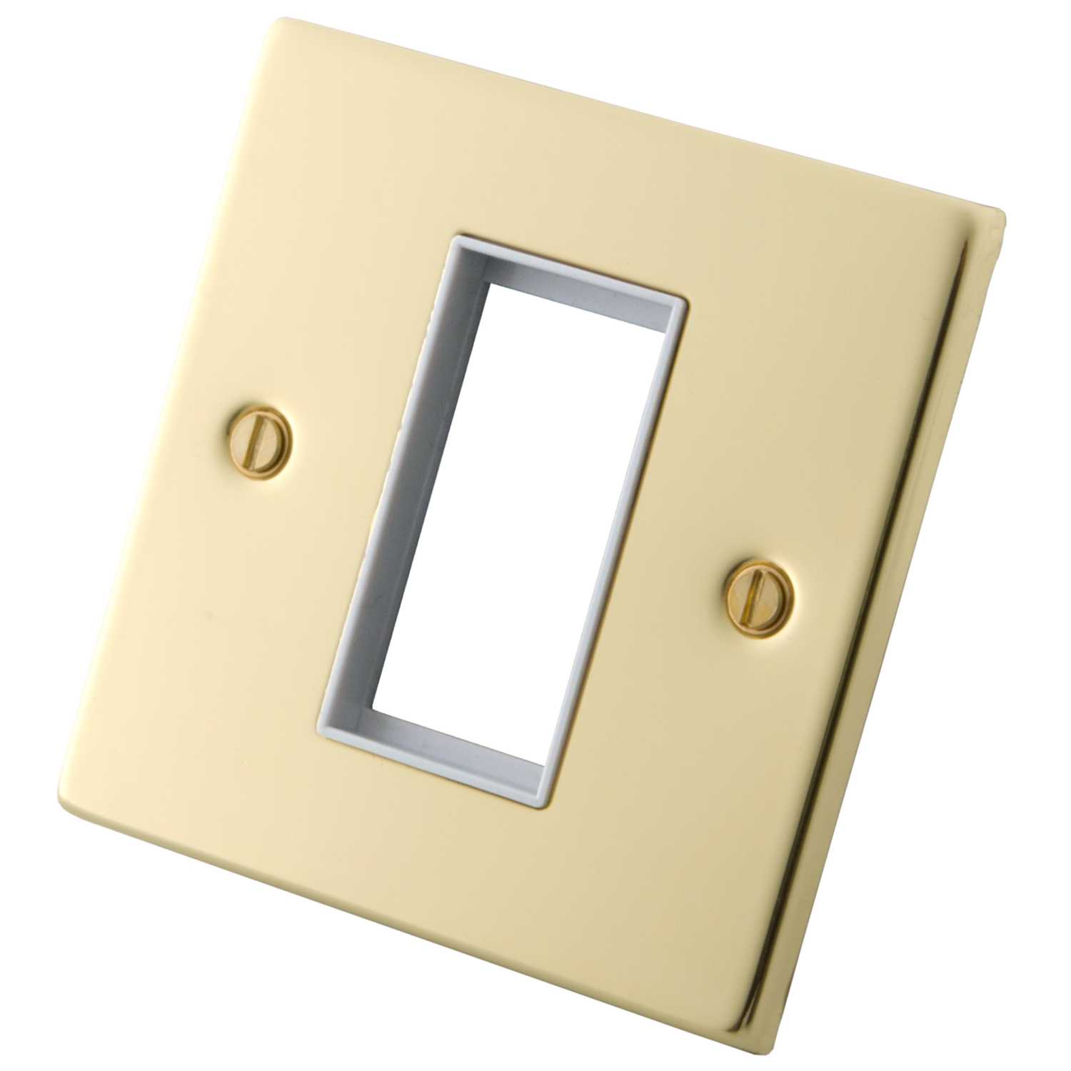 M2 Decorative 1 Gang 1 Module Front Plate White Insert Polished Brass ...