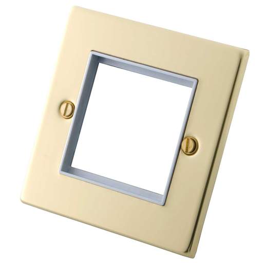 M2 Decorative 1 Gang 2 Module Front Plate White Insert Polished Brass ...