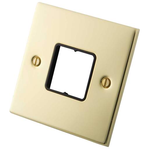 M2 Decorative 1 Gang 2 Module Front Plate Black Insert Polished Brass ...