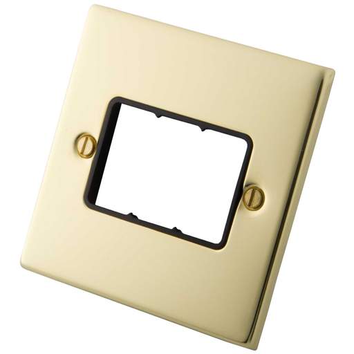 M2 Decorative 1 Gang 3 Module Front Plate Black Insert Polished Brass ...