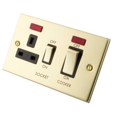 M2 Decorative 45A Cooker Control Unit With Neon Indicator Black Insert ...