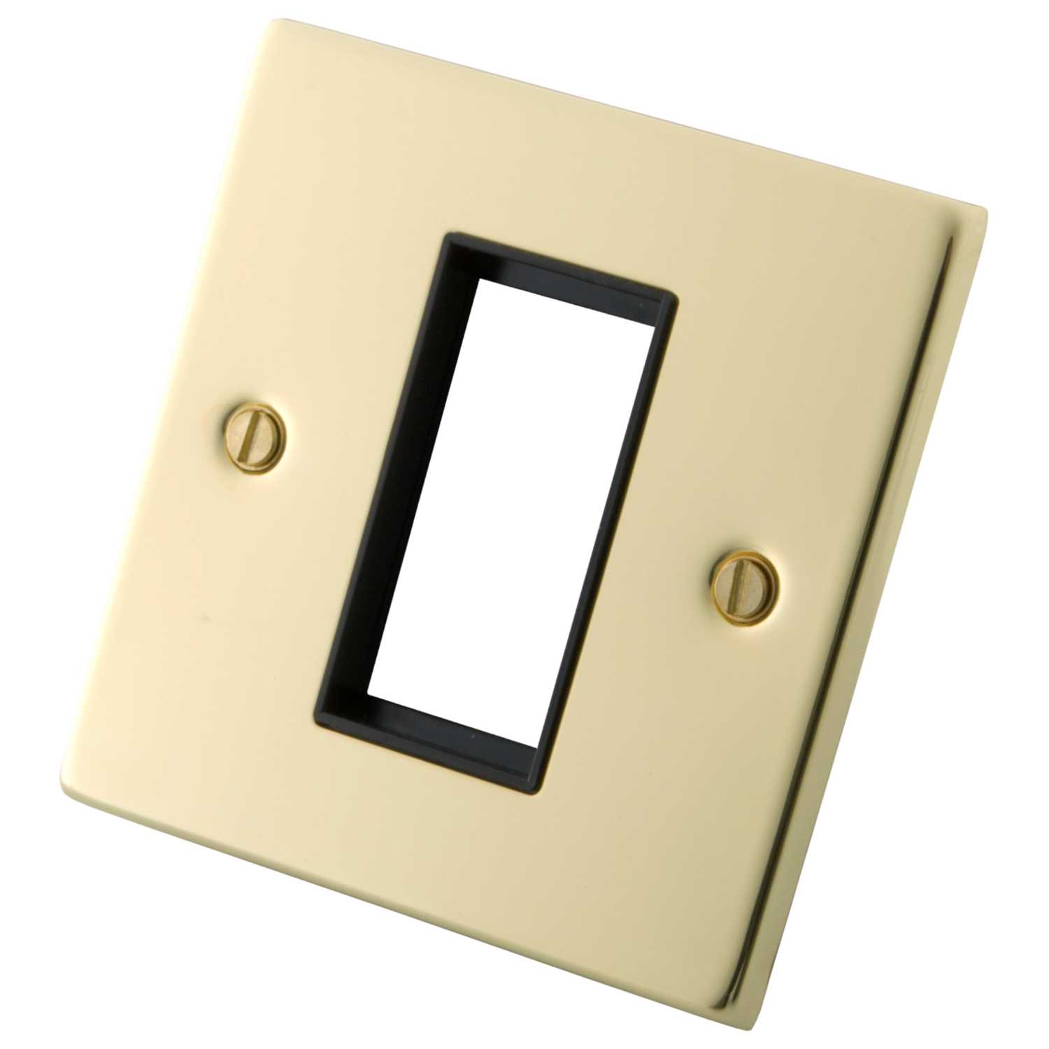 M2 Decorative 1 Gang 1 Module Face Plate Black Insert Polished Brass ...