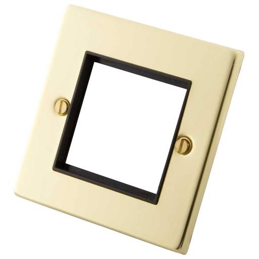 M2 Decorative 1 Gang 2 Module Front Plate Black Insert Polished Brass ...