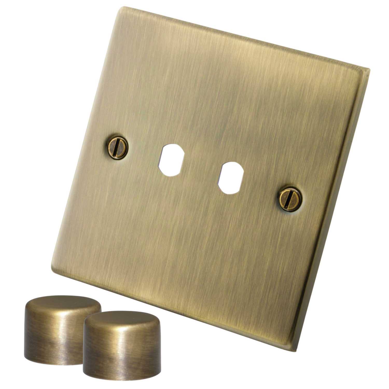 M2 Decorative 2 Gang Unfurnished Dimmer Plate Antique Brass (6060-222 ...