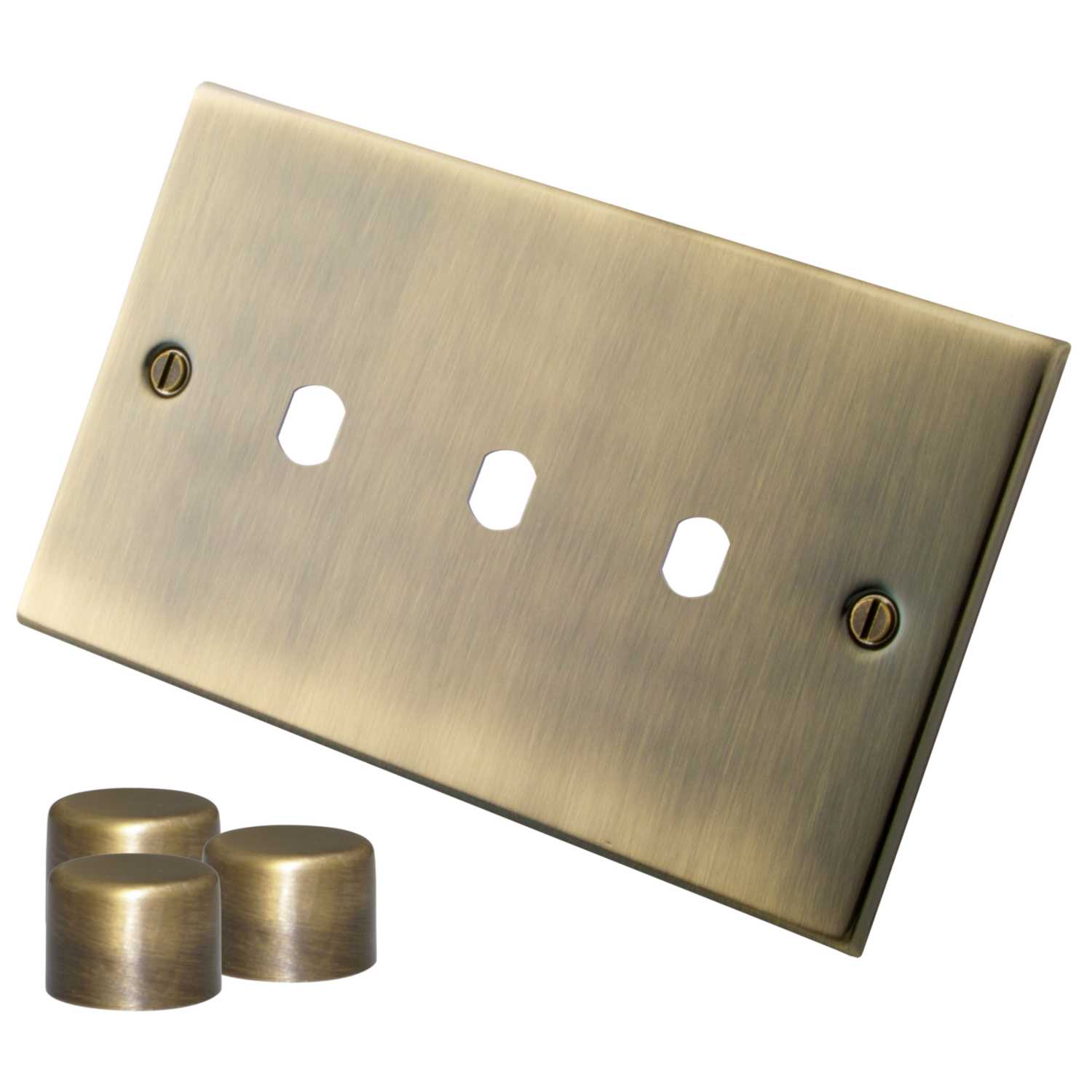 M2 Decorative 3 Gang Unfurnished Dimmer Plate Antique Brass (6060-223 ...