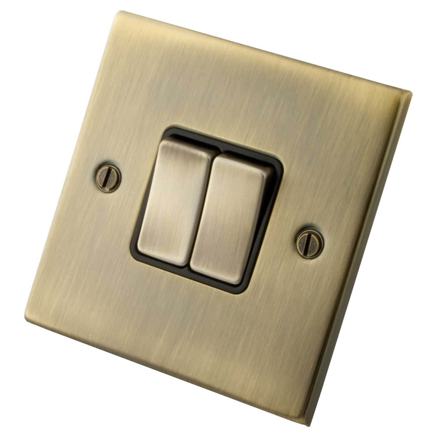 M2 Decorative 10A 2 Gang 2 Way Light Switch Black Insert Antique Brass ...