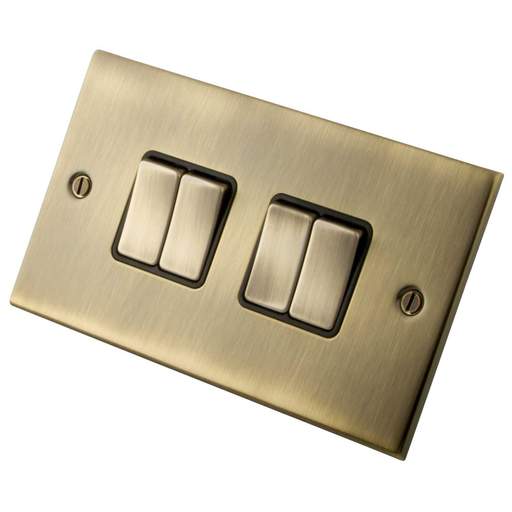 M2 Decorative 10A 4 Gang 2 Way Light Switch Black Insert Antique Brass ...