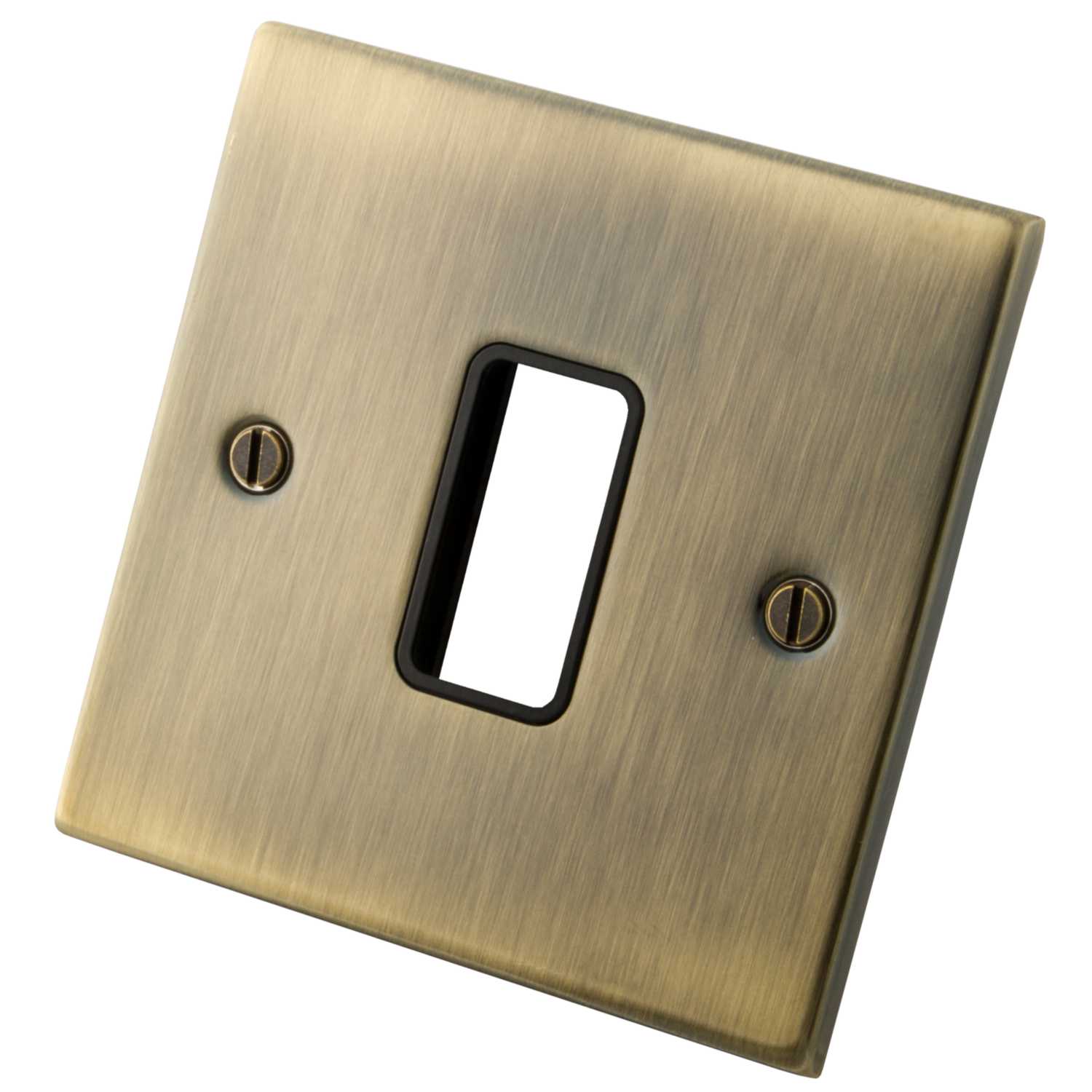 M2 Decorative 1 Gang 1 Module Front Plate Black Insert Antique Brass ...