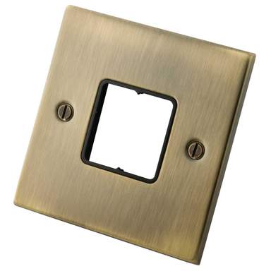 M2 Decorative 1 Gang 2 Module Front Plate Black Insert Antique Brass ...