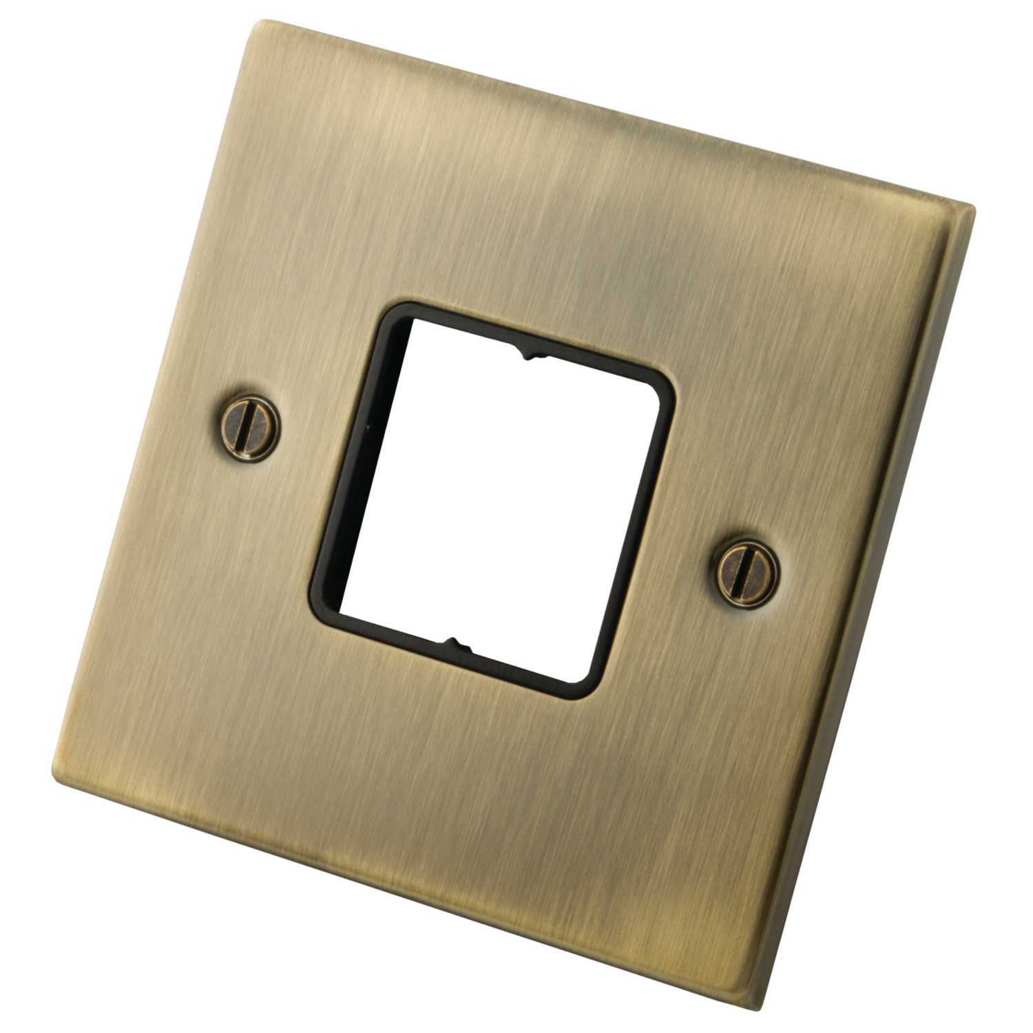 M2 Decorative 1 Gang 2 Module Front Plate Black Insert Antique Brass ...