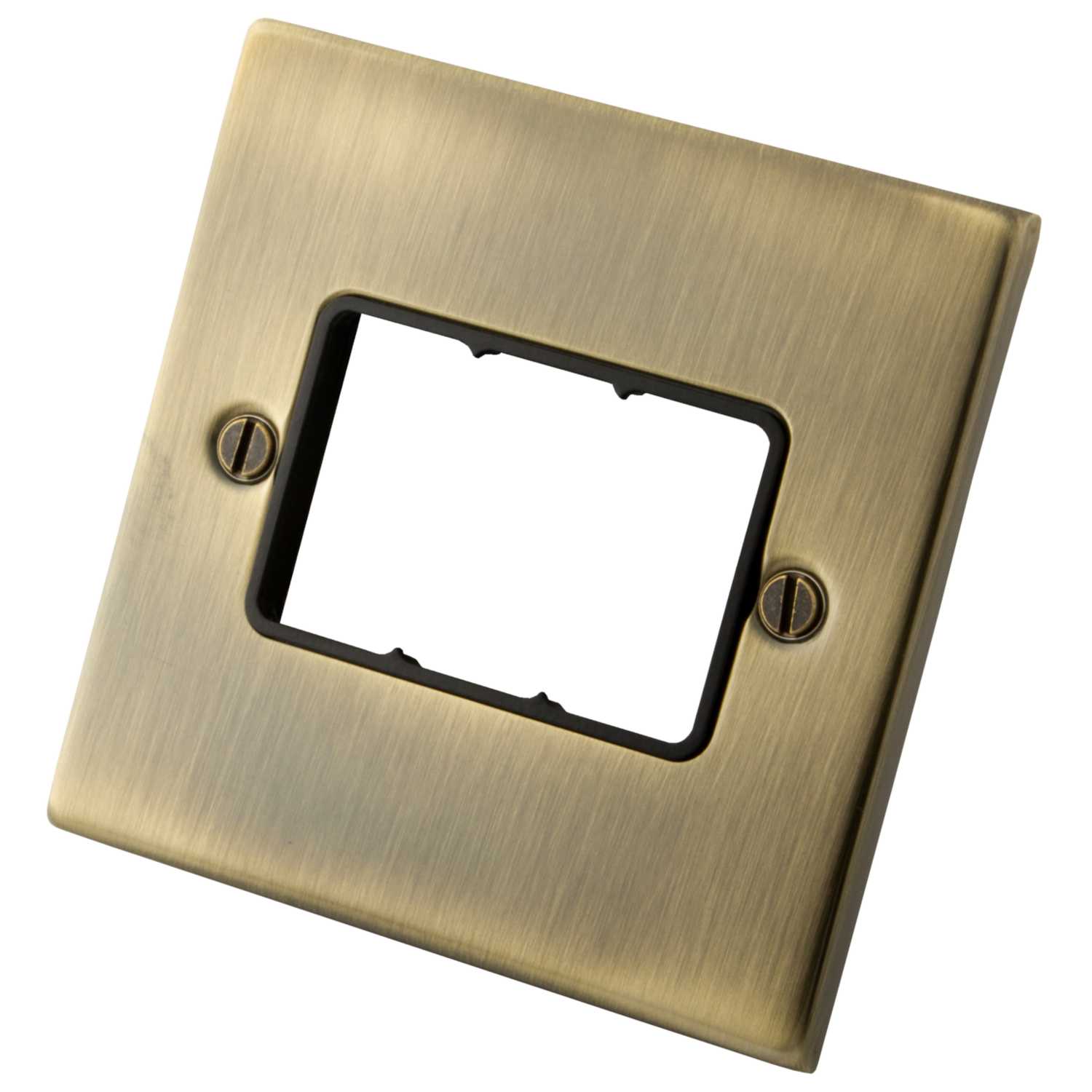 M2 Decorative 1 Gang 3 Module Front Plate Black Insert Antique Brass ...