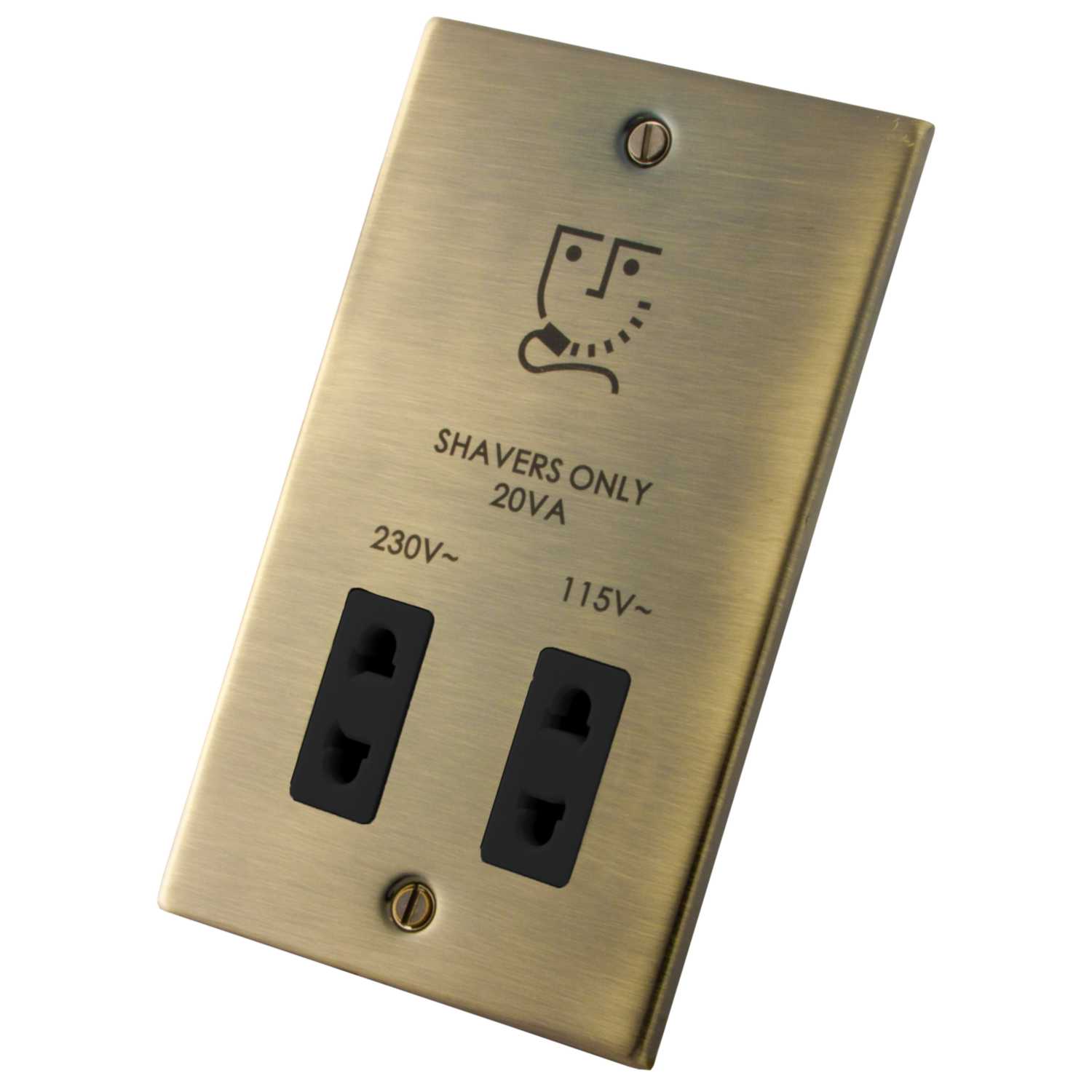 M2 Decorative Dual Voltage Shaver Socket Black Insert Antique Brass ...