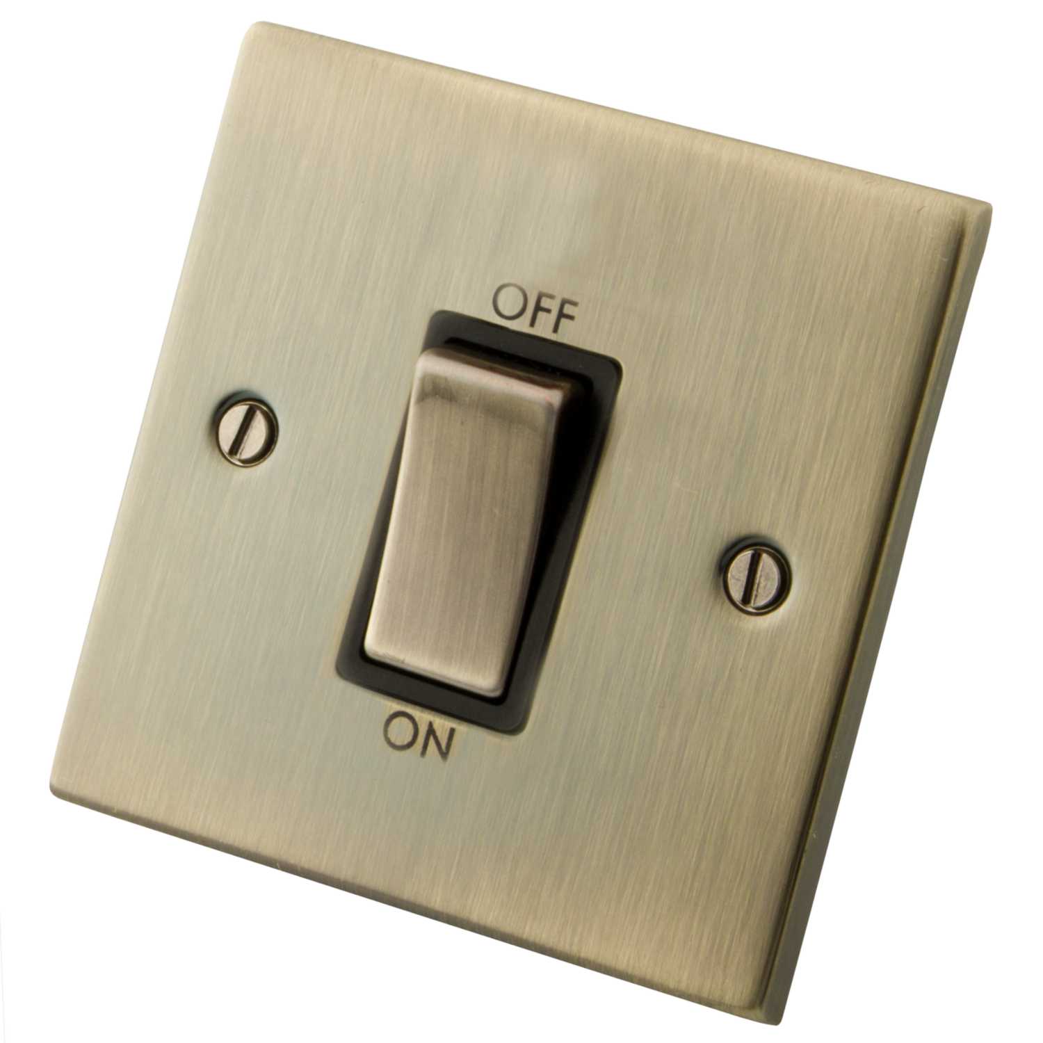 M2 Decorative 45A DP 1 Gang Switch Black Insert Antique Brass (6062-200 ...