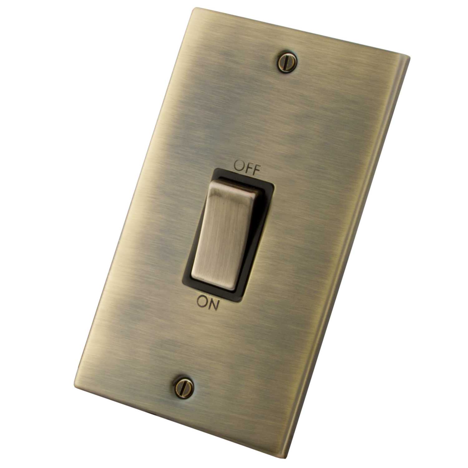 M2 Decorative 45A DP 2 Gang Vertical Switch Black Insert Antique Brass ...
