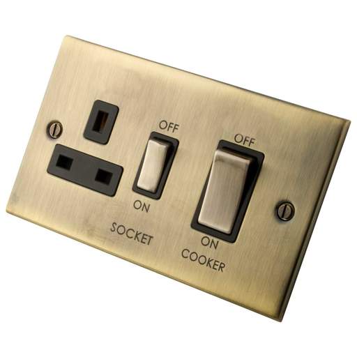 M2 Decorative 45A Cooker Control Unit Black Insert Antique Brass (6062 ...