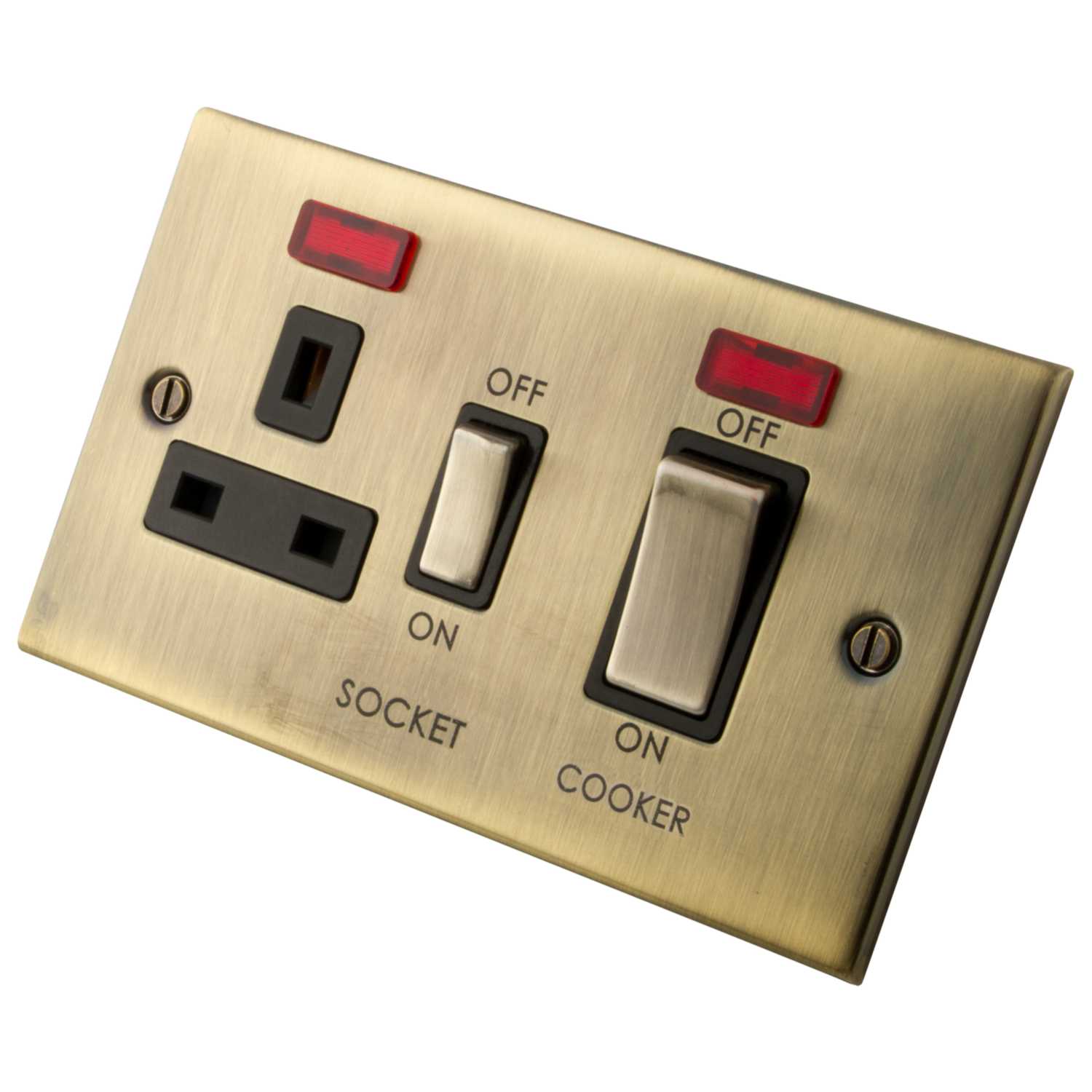 M2 Decorative 45A Cooker Control Unit With Neon Indicator Black Insert ...