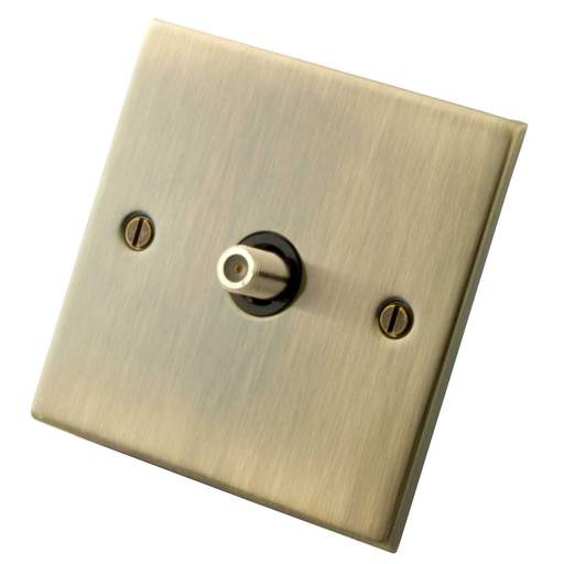 M2 Decorative 1 Gang Satellite Socket Black Insert Antique Brass (6062 ...