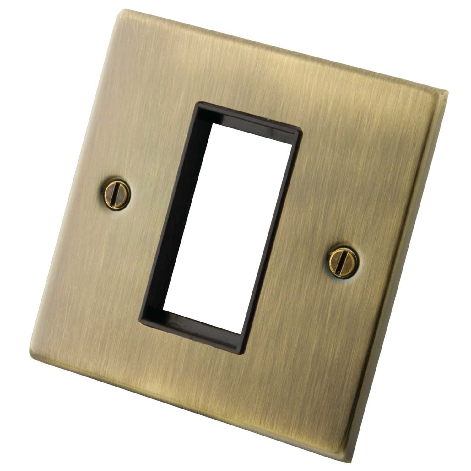 M2 Decorative 1 Gang 1 Module Face Plate Black Insert Antique Brass ...