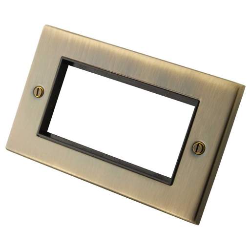 M2 Decorative 2 Gang 4 Module Face Plate Black Insert Antique Brass ...