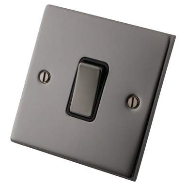M2 Decorative 10A 1 Gang 2 Way Light Switch Metal / Black Insert Black ...