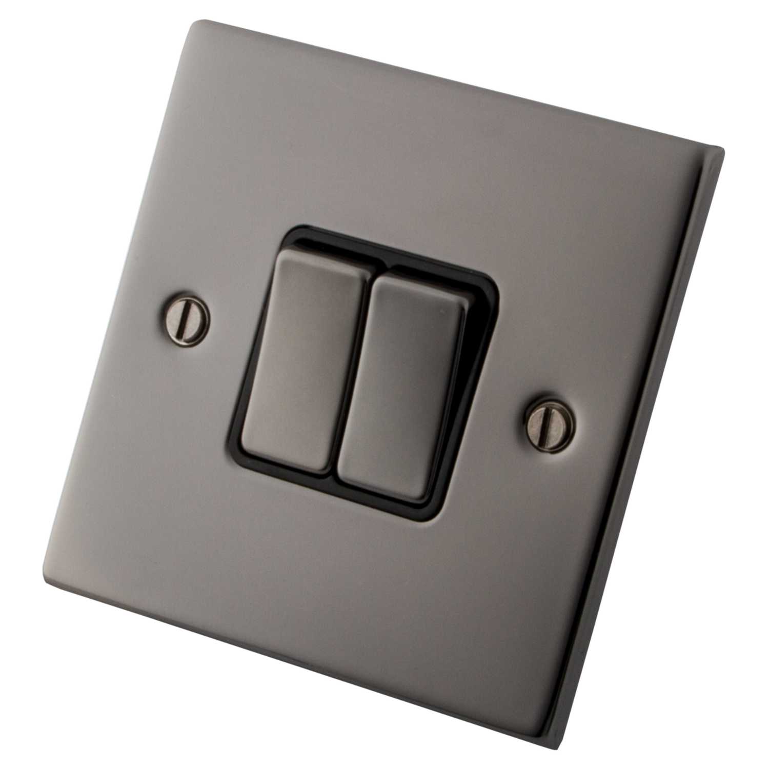 M2 Decorative 10A 2 Gang 2 Way Light Switch Metal / Black Insert Black ...