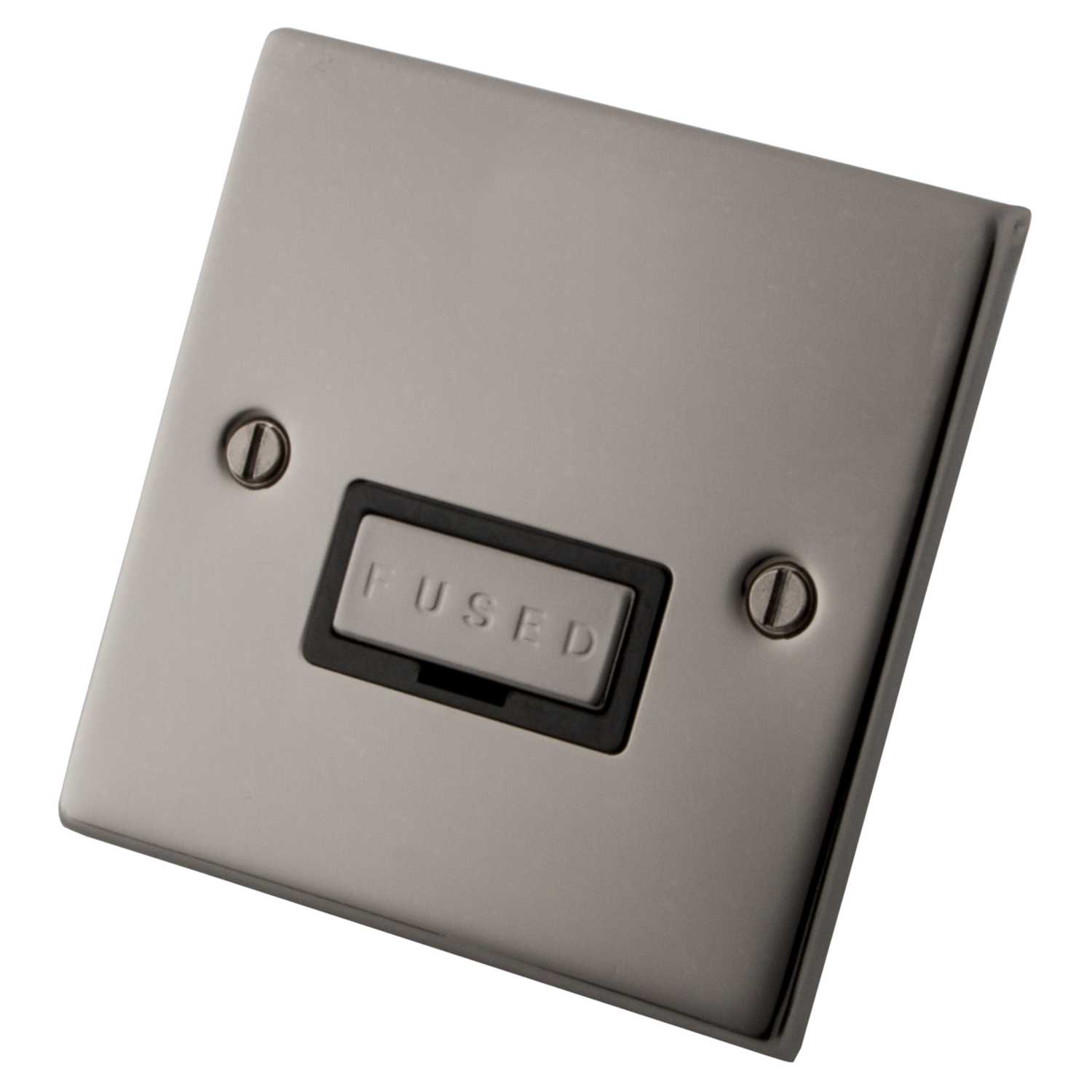 M2 Decorative 13A Unswitched Fused Spur Metal / Black Insert Black ...