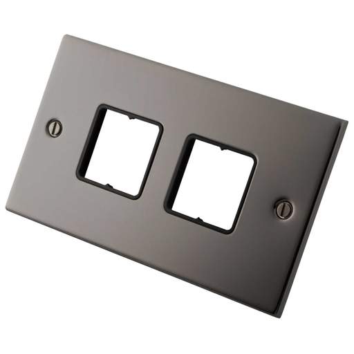 M2 Decorative 2 Gang 4 Module Front Plate Black Insert Black Nickel ...