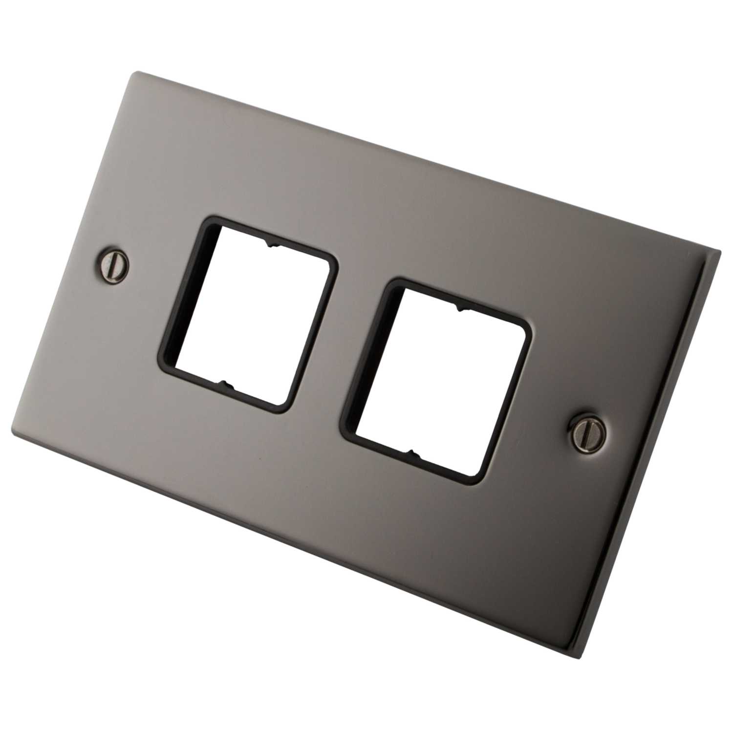 M2 Decorative 2 Gang 4 Module Front Plate Black Insert Black Nickel ...