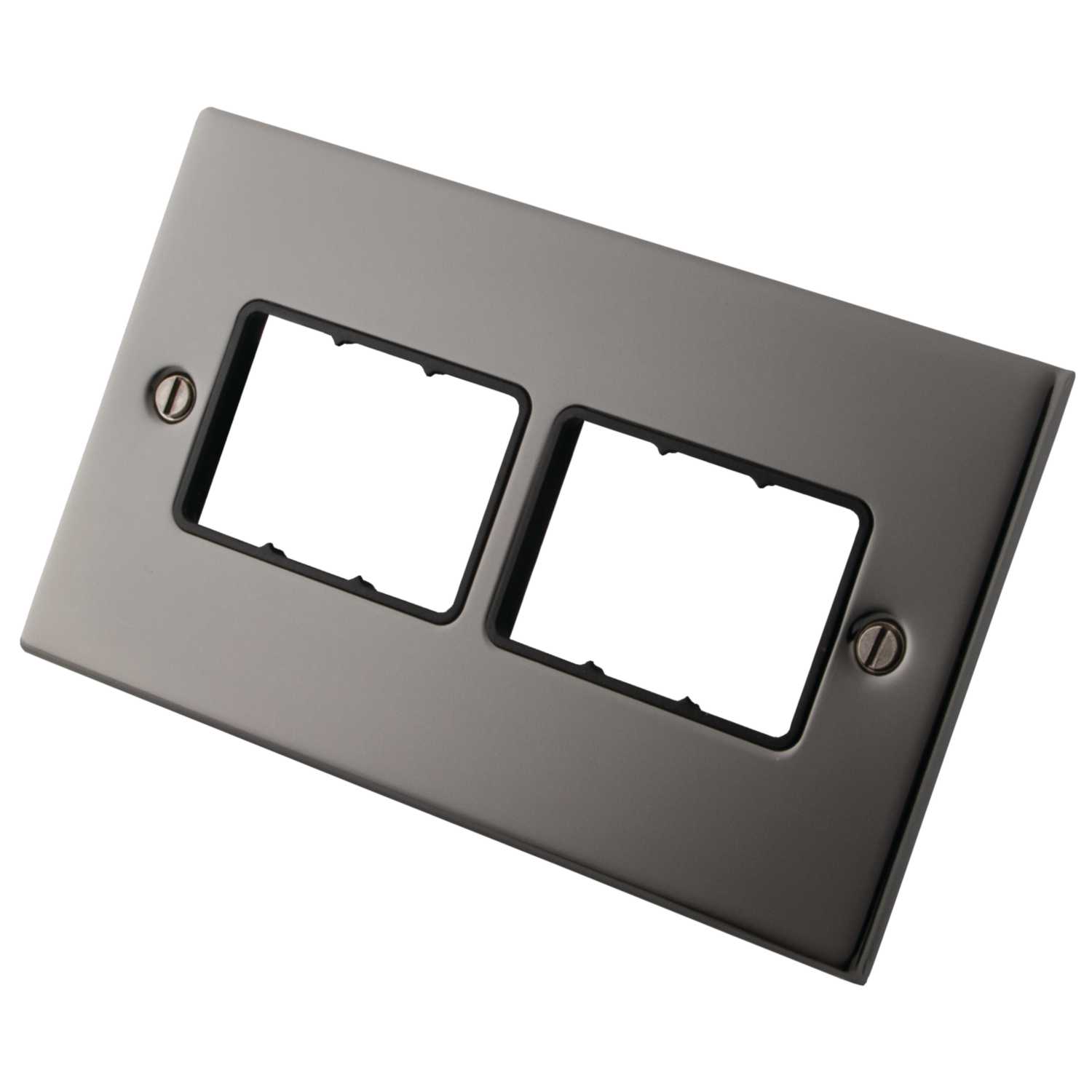 M2 Decorative 2 Gang 6 Module Face Plate Black Insert Black Nickel ...