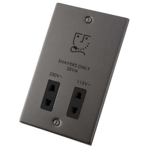 M2 Decorative Dual Voltage Shaver Socket Black Insert Black Nickel ...