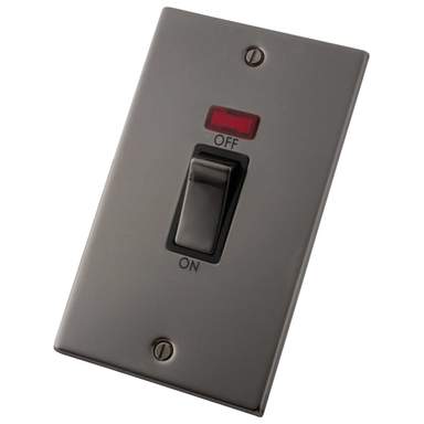 M2 Decorative 45A DP 2 Gang Vertical Switch With Neon Indicator Black ...