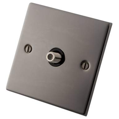 M2 Decorative 1 Gang Satellite Socket Black Insert Black Nickel (6072 ...